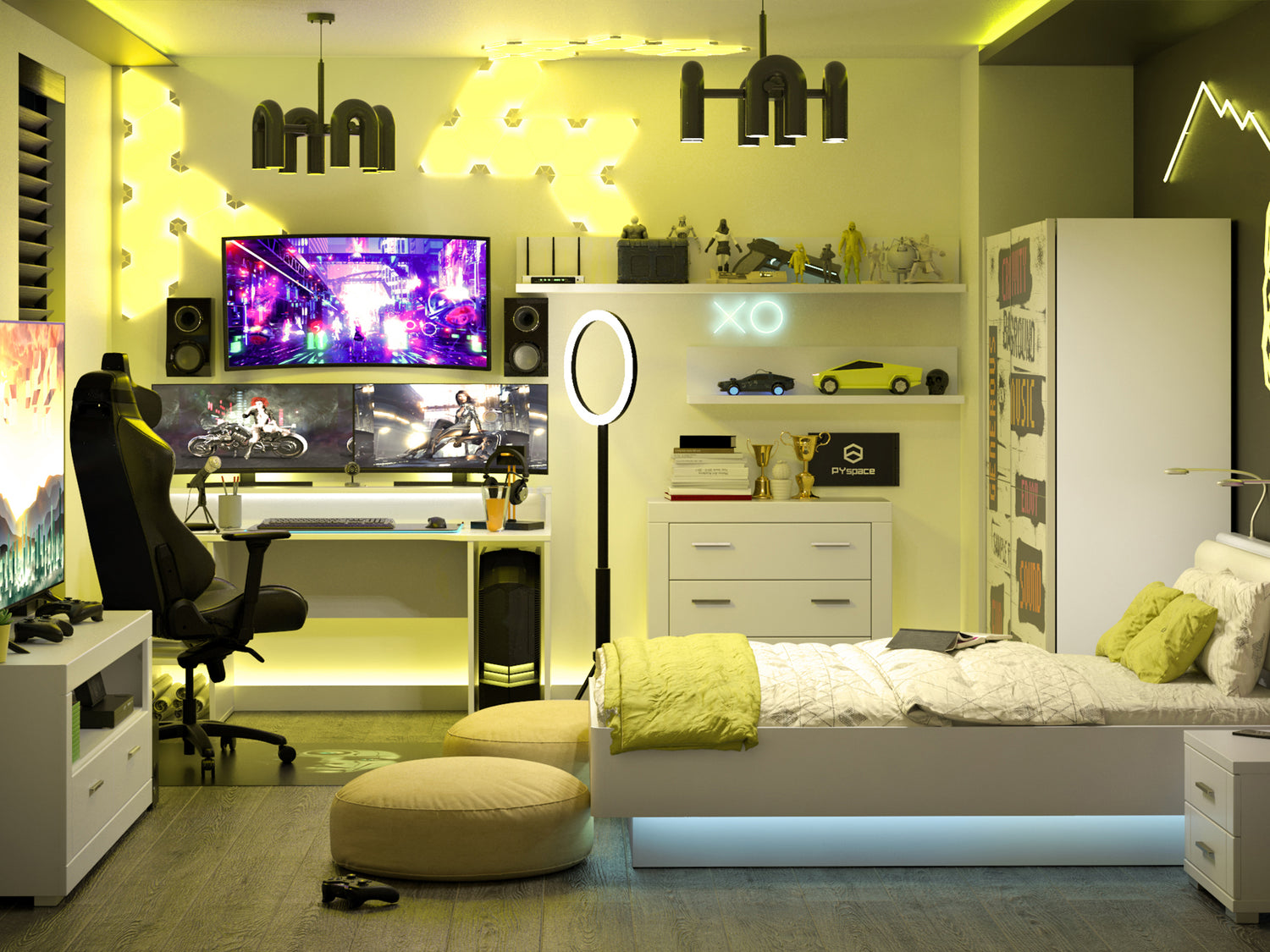 Młodzieżowy pokój z żółtymi dodatkami – PYspace